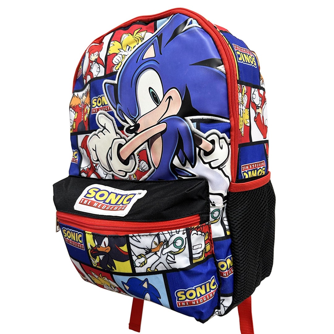 Personalized Sonic the Hedgehog Over-all Print 16 Inch Large Backpack ...