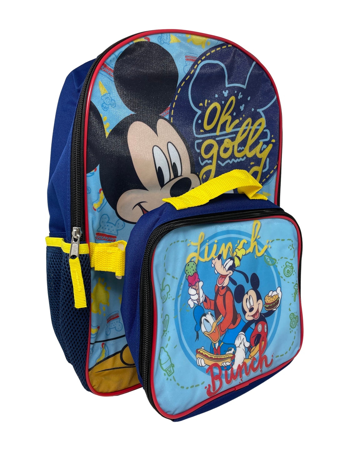 Personalized Mickey Mouse 16 Inches Large Backpack With Lunch Bag Set ...