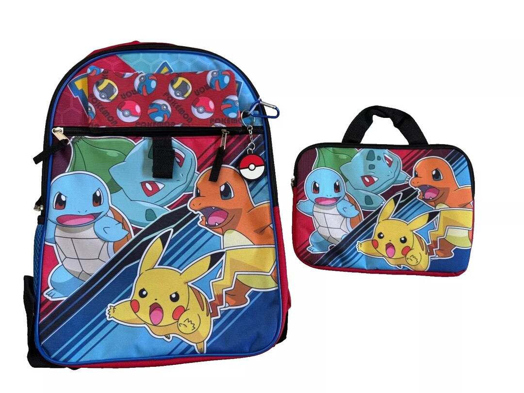 Personalized BIOWORLD 5pc Pokemon Backpack Set With Lunch Kit, Key ...