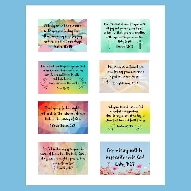 48 Printable Scripture Cards, Bible Verses, Colorful Inspiration Cards ...
