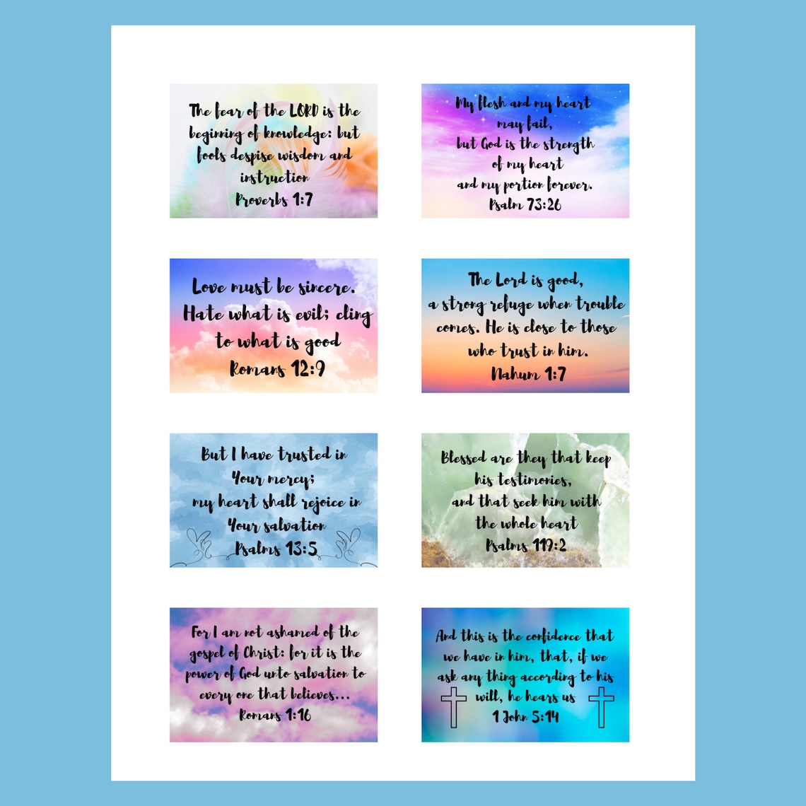 48 Printable Scripture Cards, Bible Verses, Colorful Inspiration Cards ...