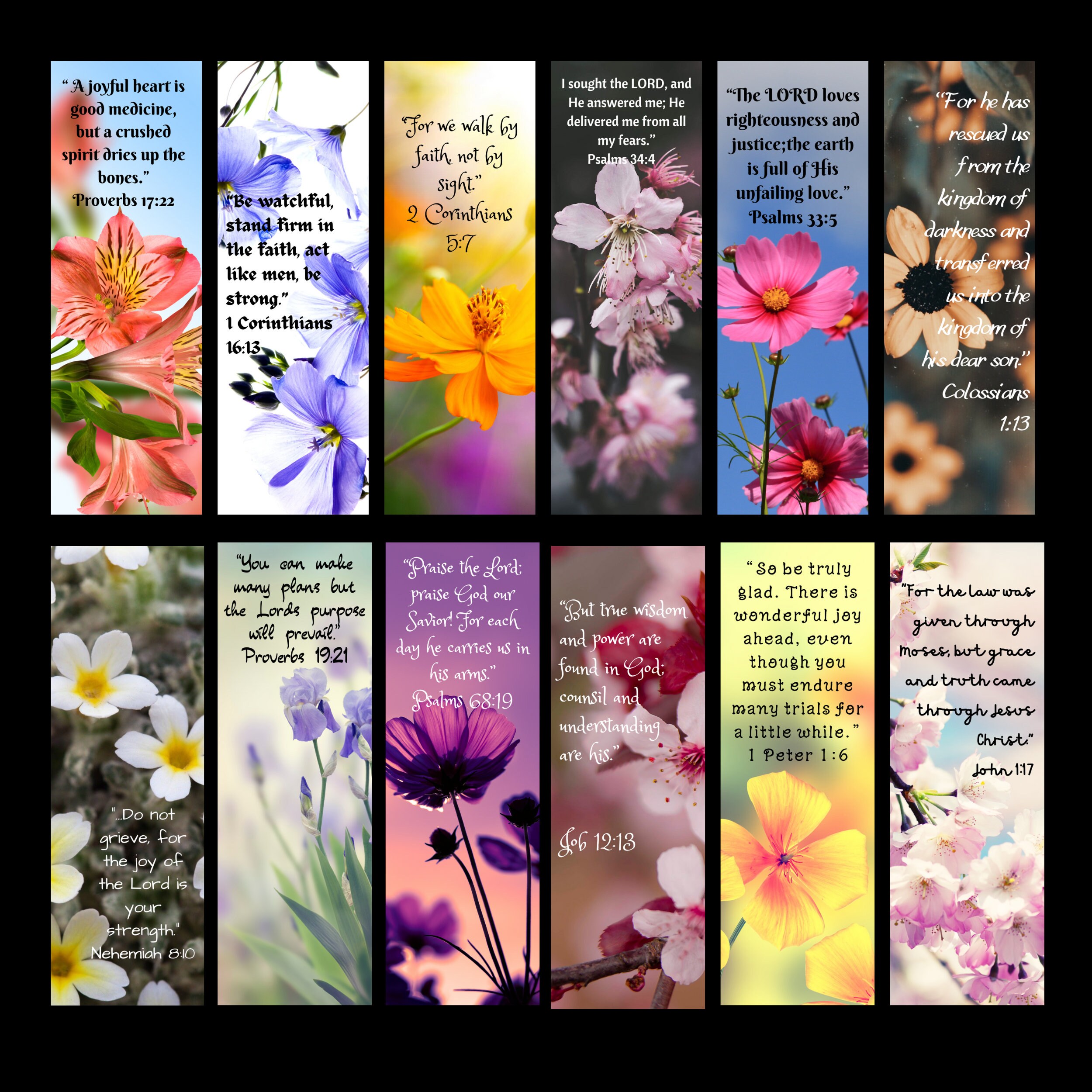 24 Printable Bookmarks, Print at Home Bookmarks, Bible Verse Bookmarks ...