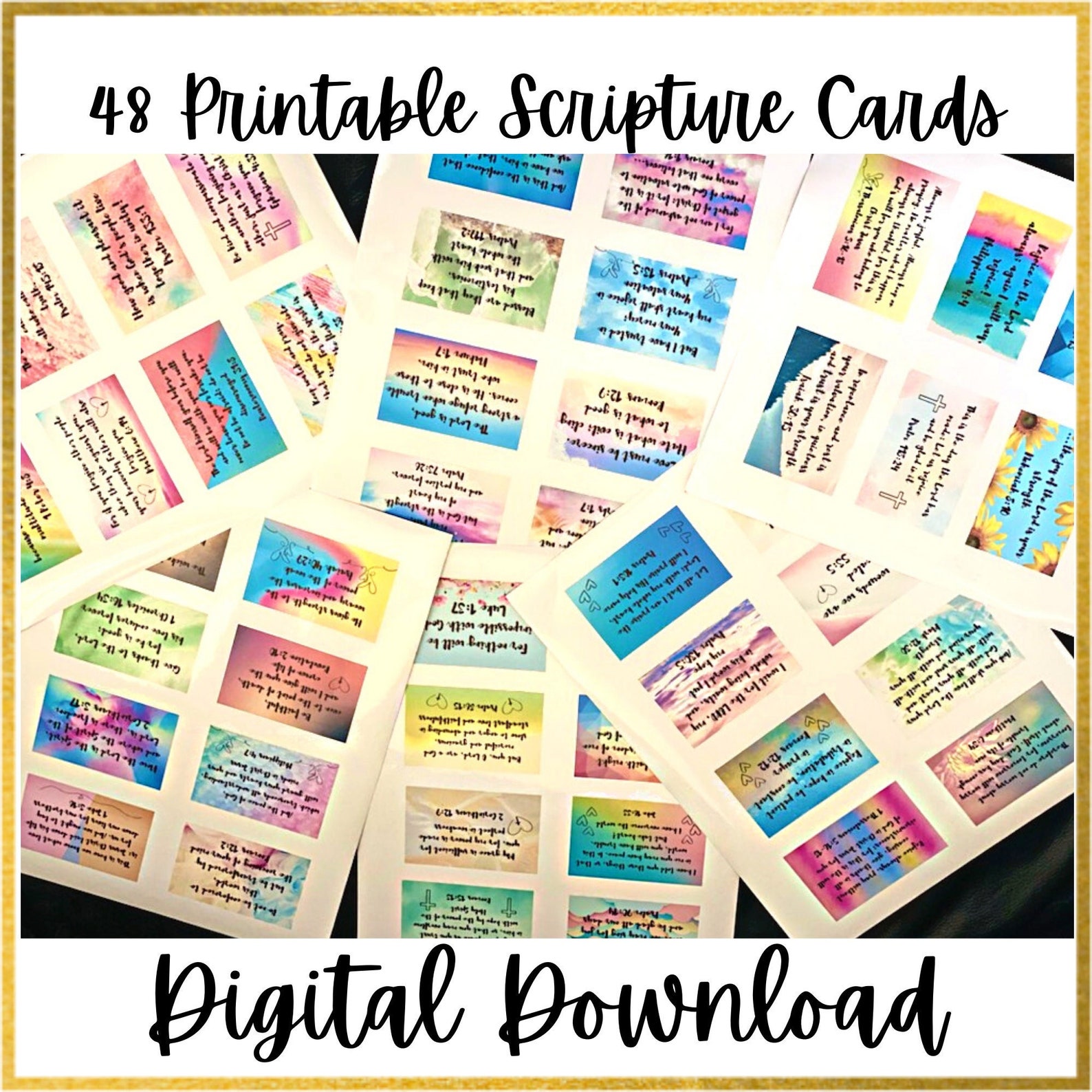 48 Printable Scripture Cards Bible Verses Colorful - Etsy