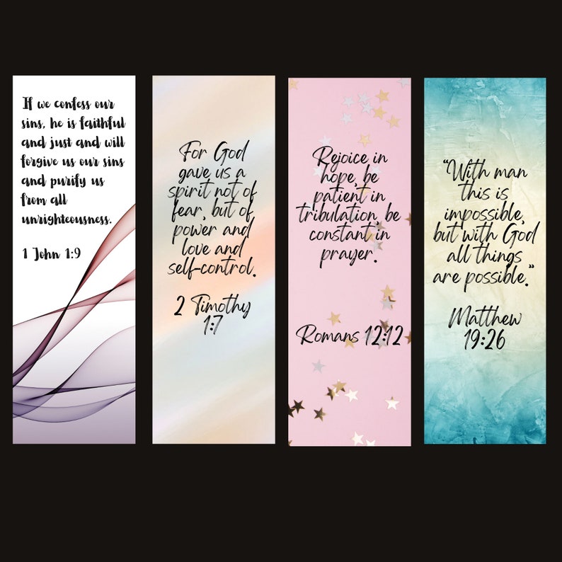 Set of 12 Bookmarks, Bible Verse Bookmarks, Print at Home Scripture ...
