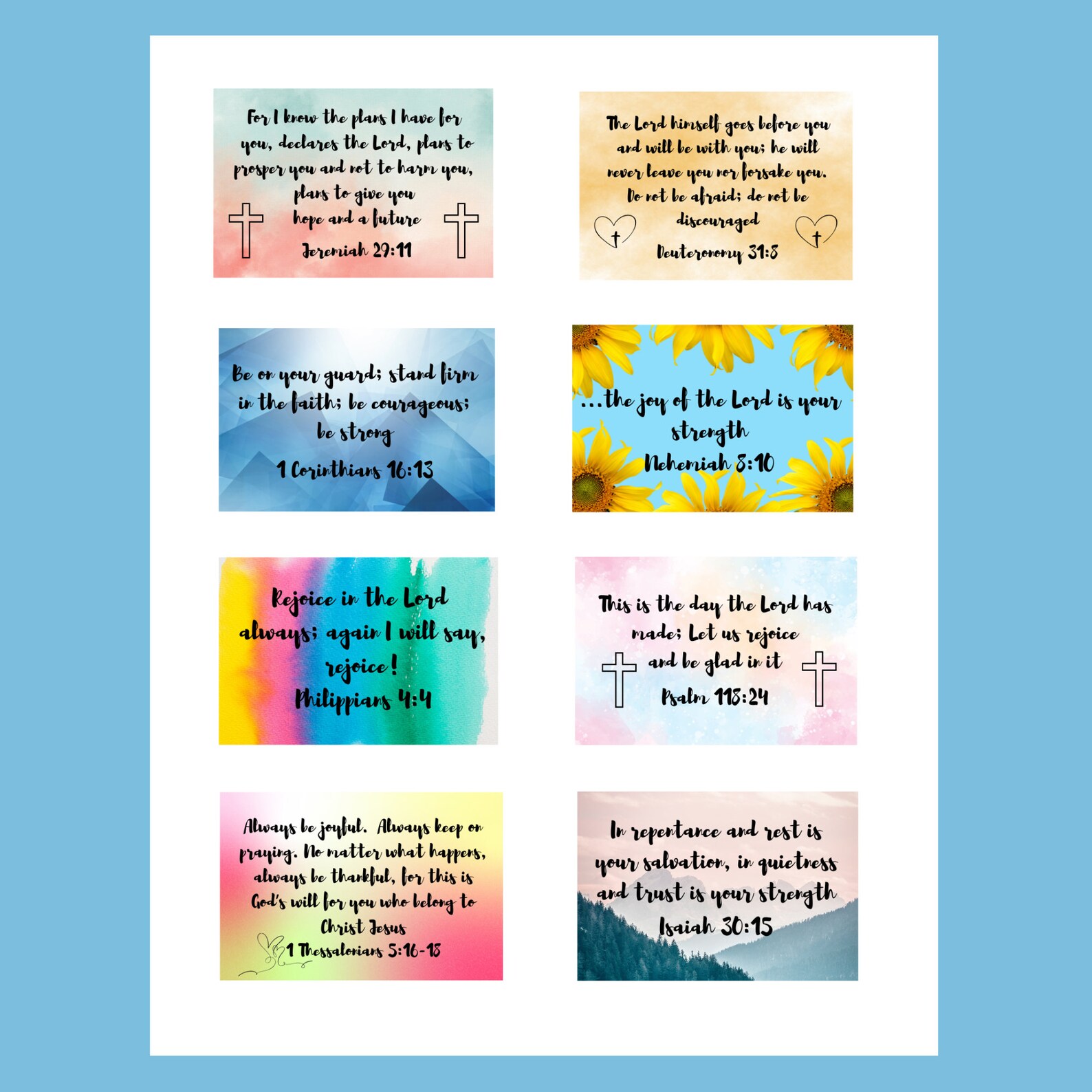 48 Printable Scripture Cards, Bible Verses, Colorful Inspiration Cards ...