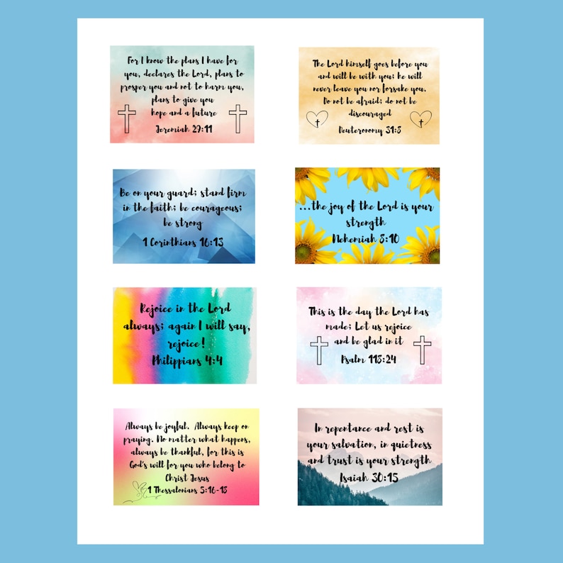 48 Printable Scripture Cards, Bible Verses, Colorful Inspiration Cards ...