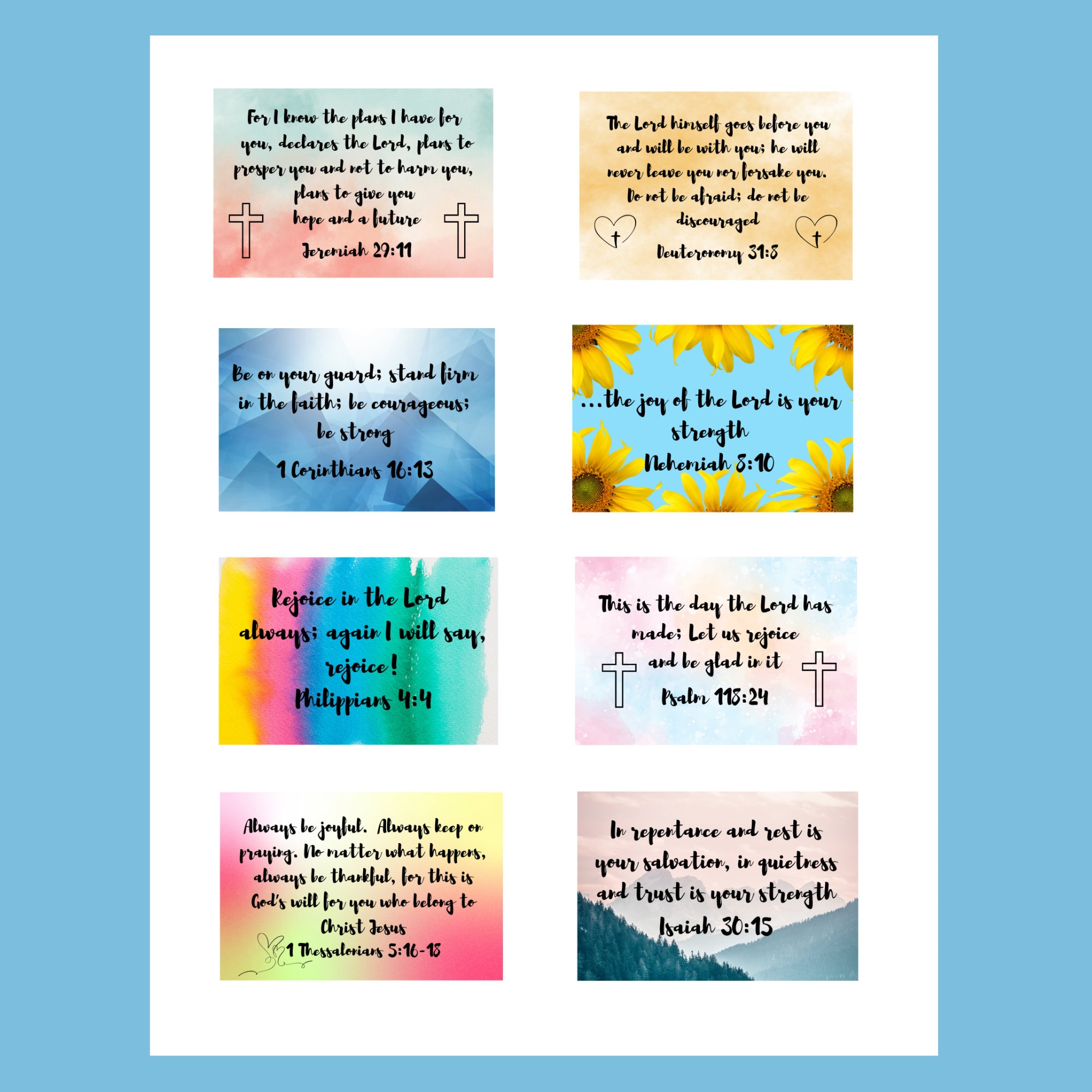48 Printable Scripture Cards, Bible Verses, Colorful Inspiration Cards ...