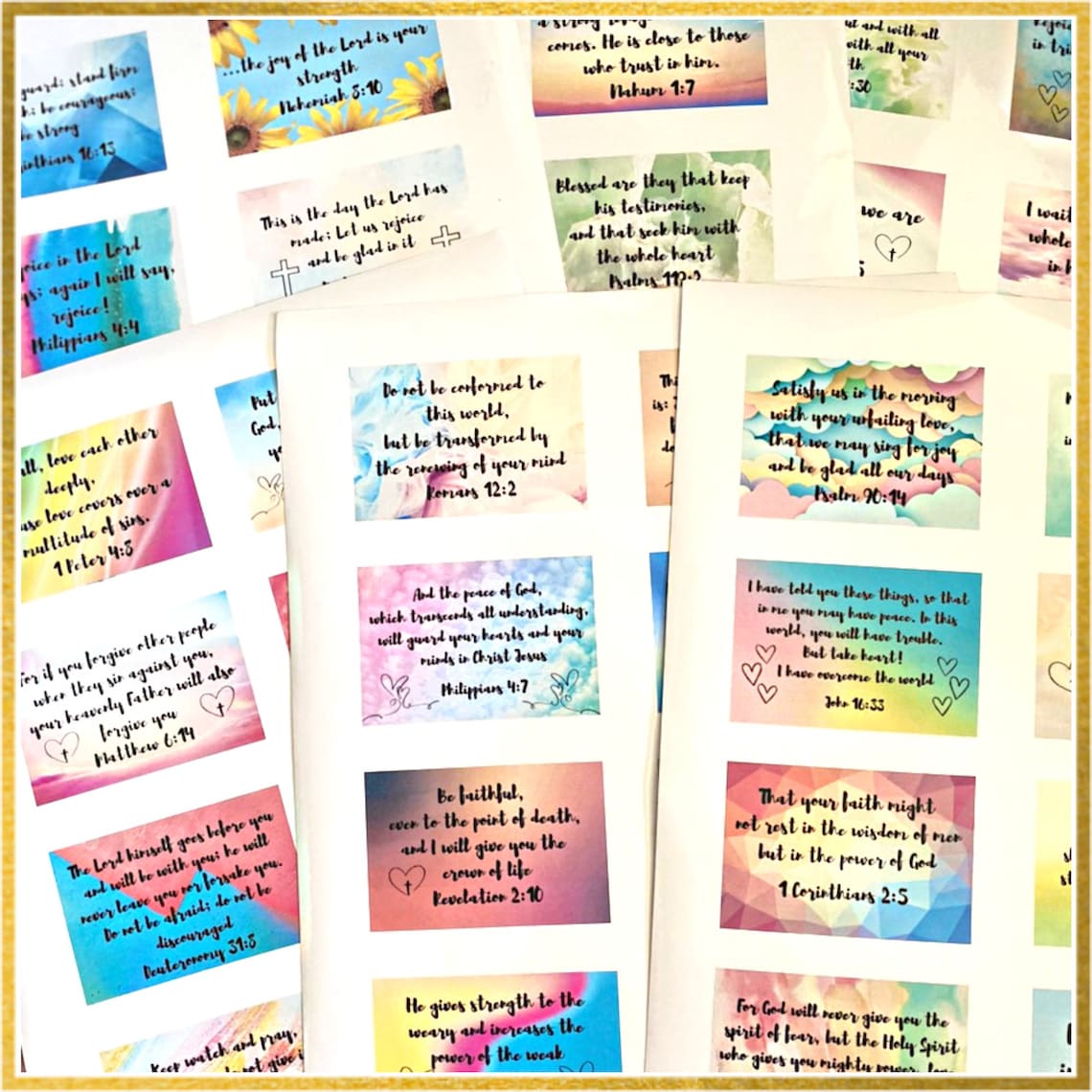 48 Printable Scripture Cards Bible Verses Colorful - Etsy