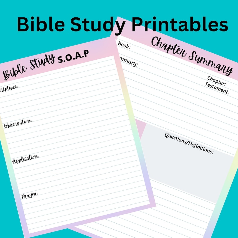 Bible Study Printable, 2 Page Bible Study, S.O.A.P. Instant Download ...