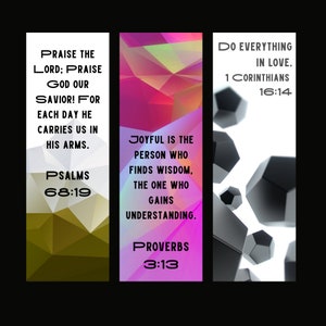 Set of 12 Bible Verse Bookmarks, Christian Bookmarks, Printable ...