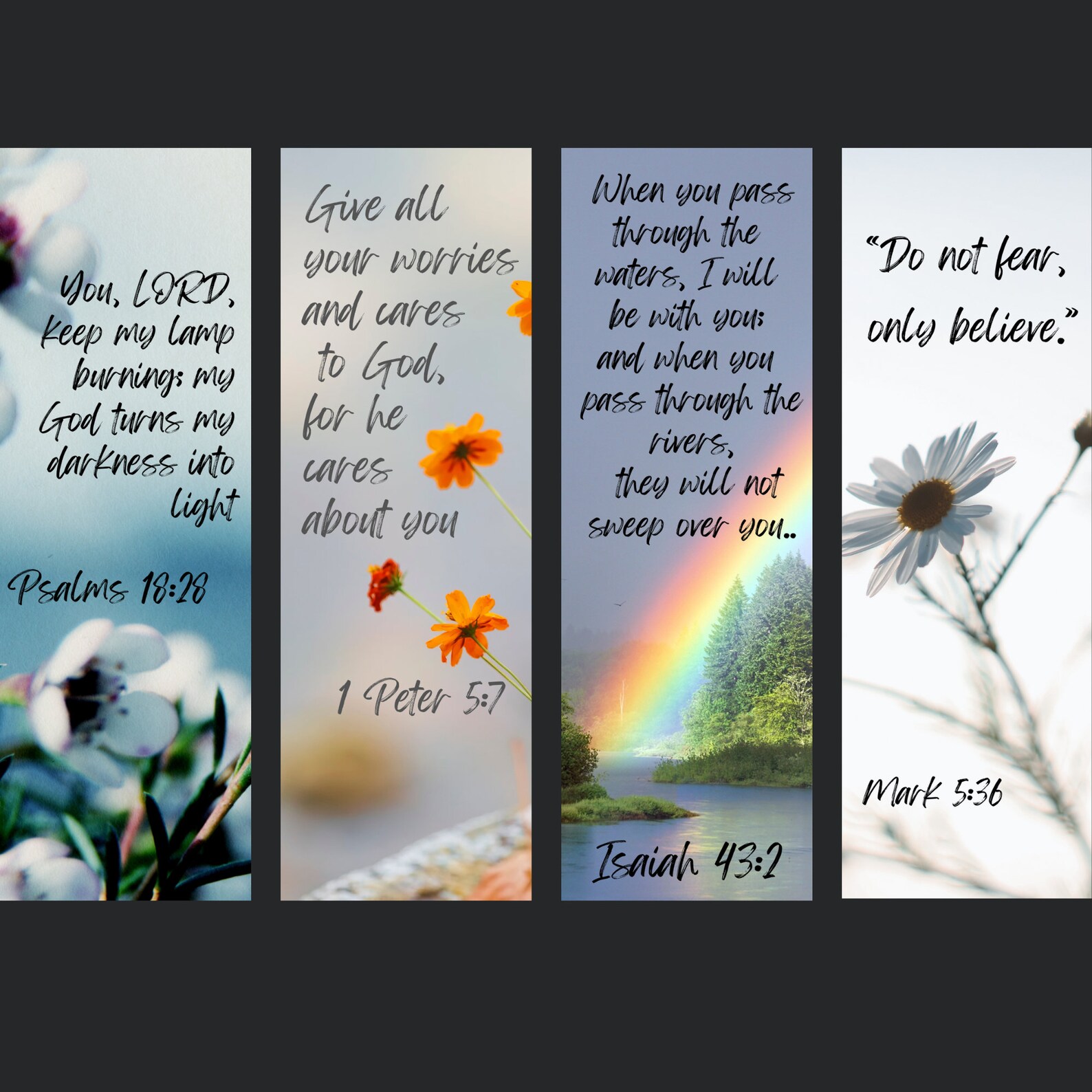 Set of 12 Bookmarks, Bible Verse Bookmarks, Print at Home Bookmarks ...