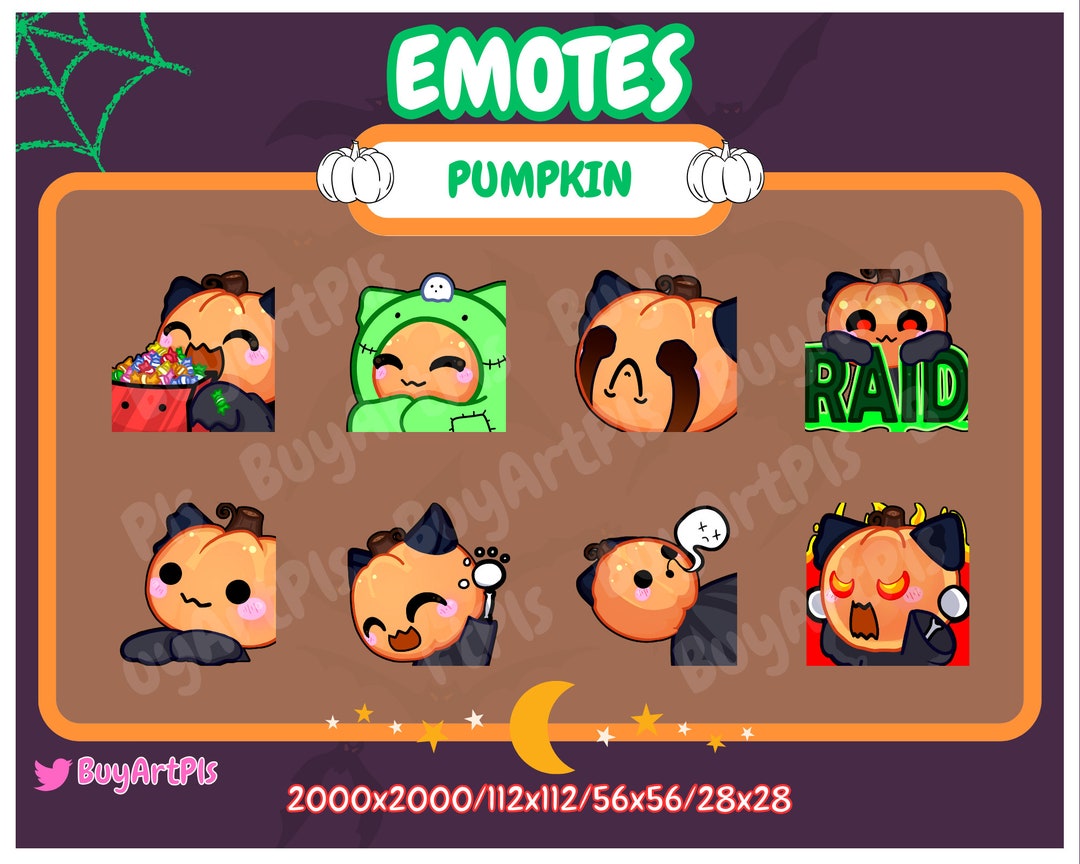 PUMPKIN HEAD EMOTES - Pack for Twitch, Subscriber, Discord, Cool Emote ...