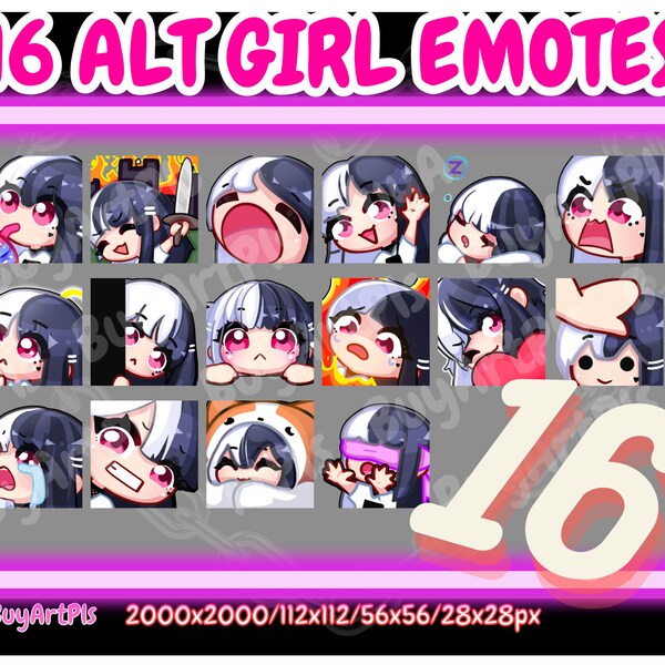 Goth Girl Twitch Emotes - Etsy