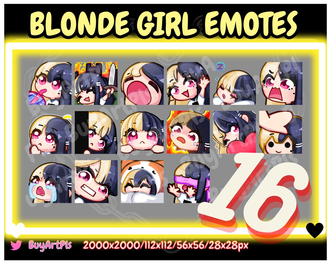 16 Alt GIRL EMOTES blonde/black pack for Twitch - Etsy