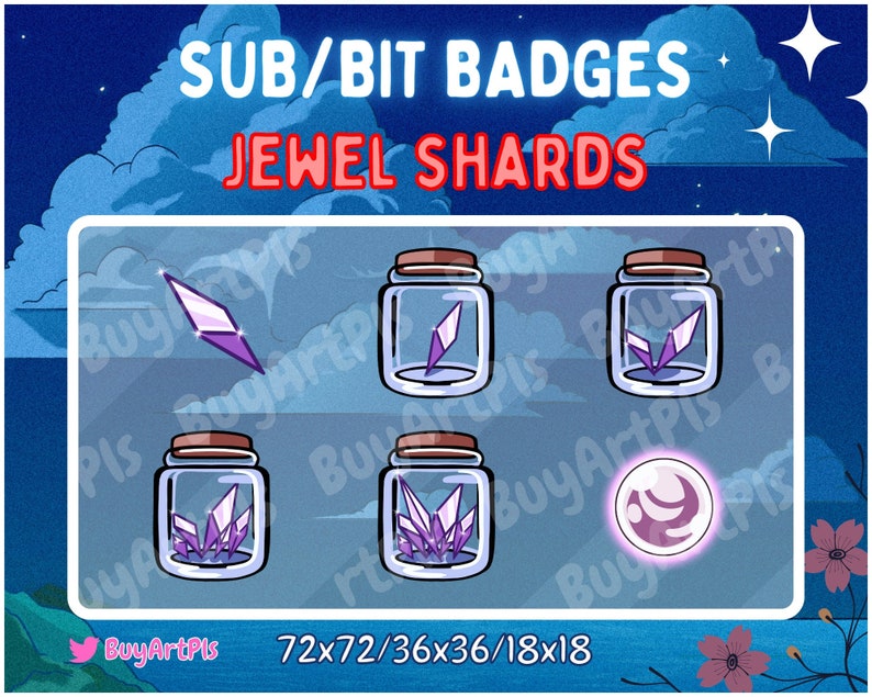 Anime Jewel Shards Sub/bit Badges for Twitch, Subscriber, Discord, Cute ...
