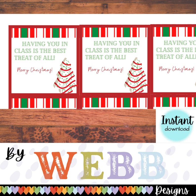 Christmas Tree Cake Gift Tags, Student Tags - Etsy