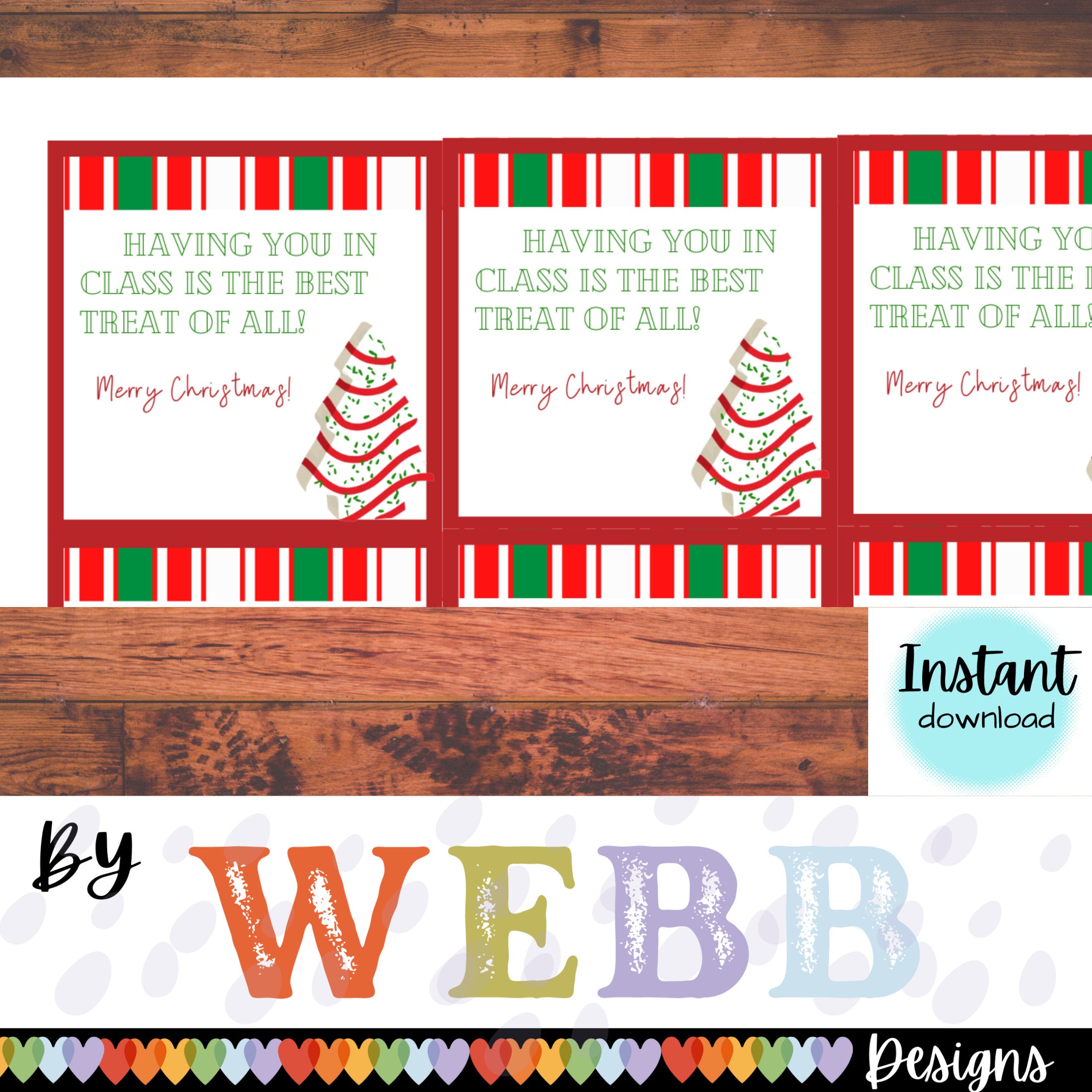 Christmas Tree Cake Gift Tags, Student Tags - Etsy