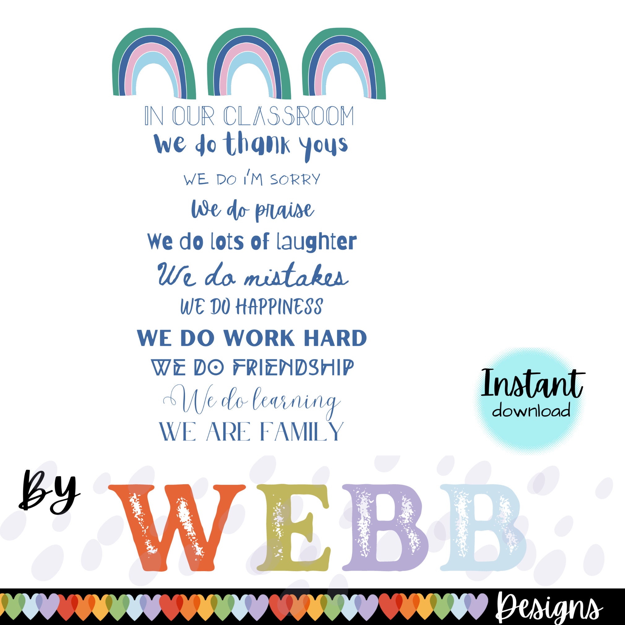 Calming Rainbow Classroom Posters - Etsy