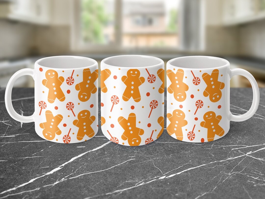 Gingerbread Man Mug Sublimation Design: Retro Christmas Mug (digital ...