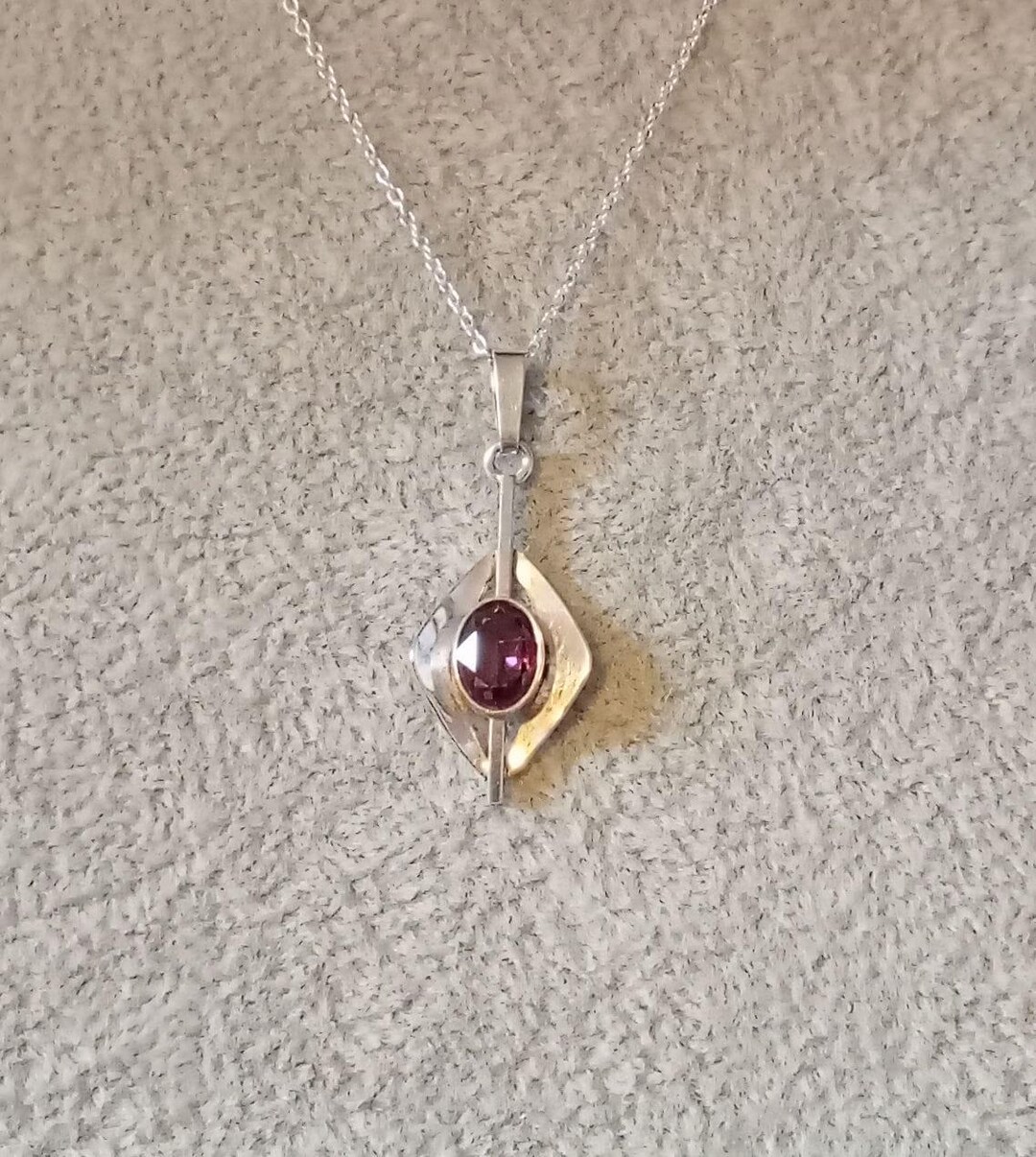 Vintage Andreas Daub Sterling Silver and Purple Stone Pendant and Chain ...