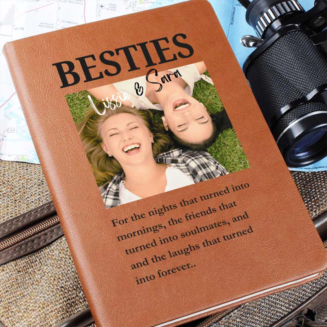 Personalized Bestie Vegan Leather Journal, Custom Photo Friendship ...