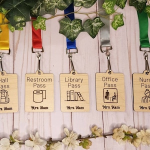 Hall Pass Set - Personalized Wooden Passes - Etsy
