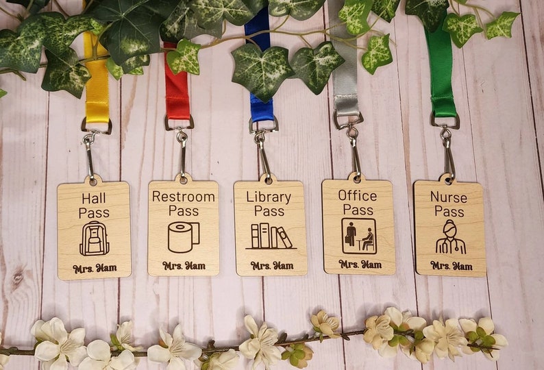 Hall Pass Set - Personalized Wooden Passes - Etsy