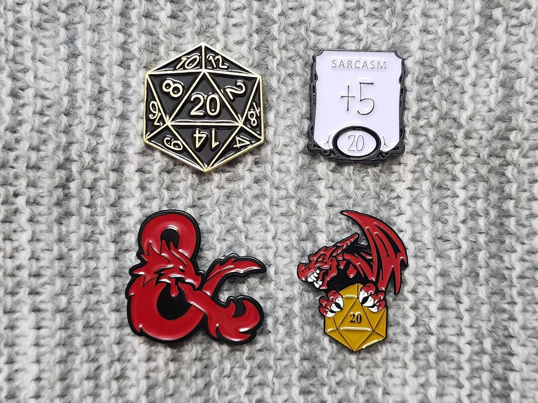 D & D Logo, D20 Dice, Dragons - Metal Enamel Lapel Pin - Etsy