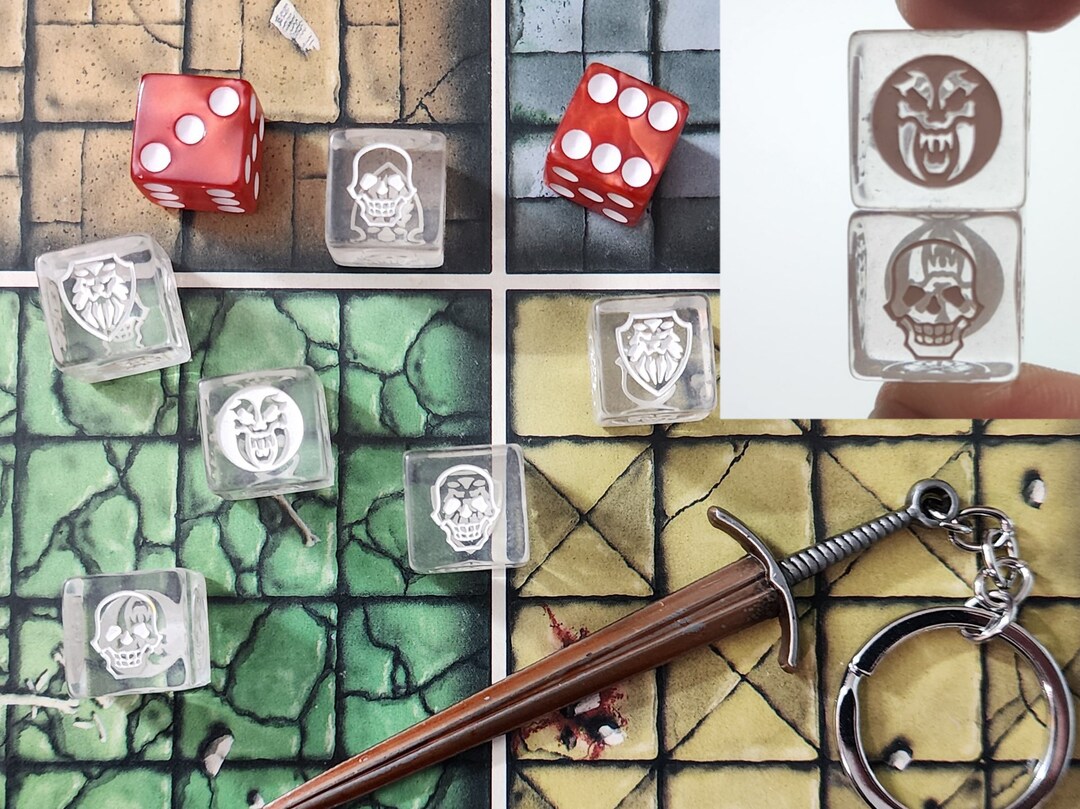 Combat Dice - for Use With Heroquest - Set of 8 - Transparent - Etsy