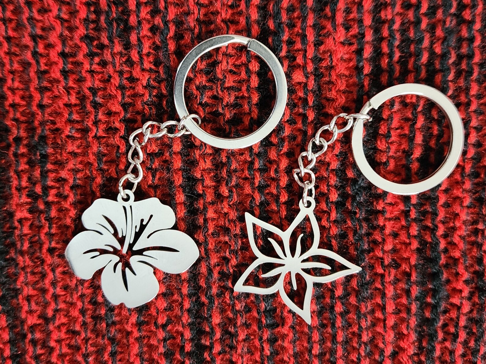Hibiscus and Plumeria - Cut Out Stainless Steel Keychain Key Chain - Etsy