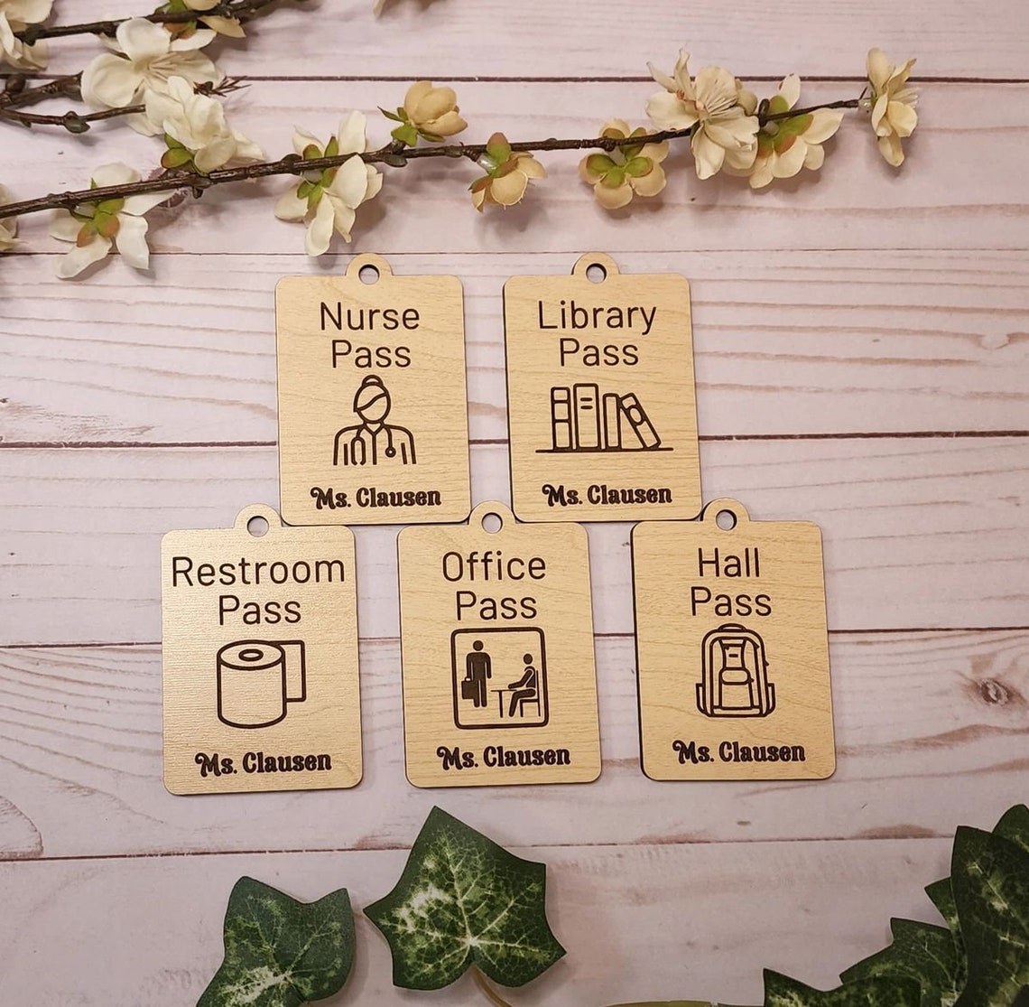 Hall Pass Set Personalized Wooden Passes - Etsy