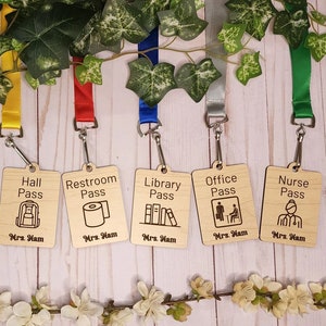 Hall Pass Set Personalized Wooden Passes - Etsy
