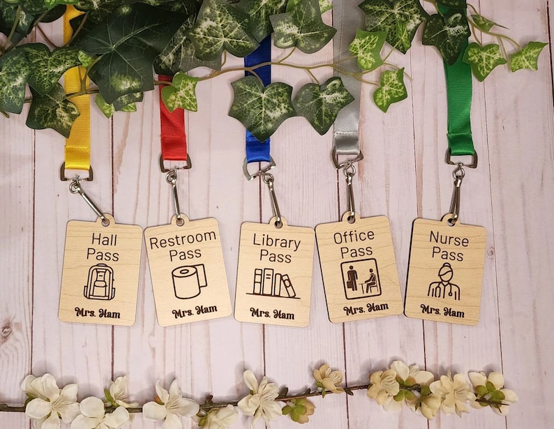 Hall Pass Set Personalized Wooden Passes - Etsy