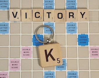 YOU CHOOSE LETTER Wood Scrabble Tile Keychain Key Chain - Etsy