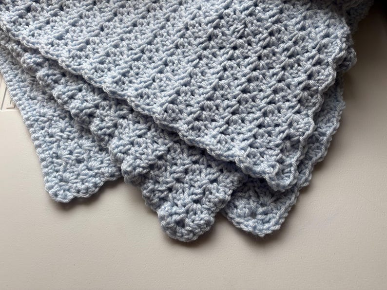 Light Blue Crochet Baby Blanket - Etsy