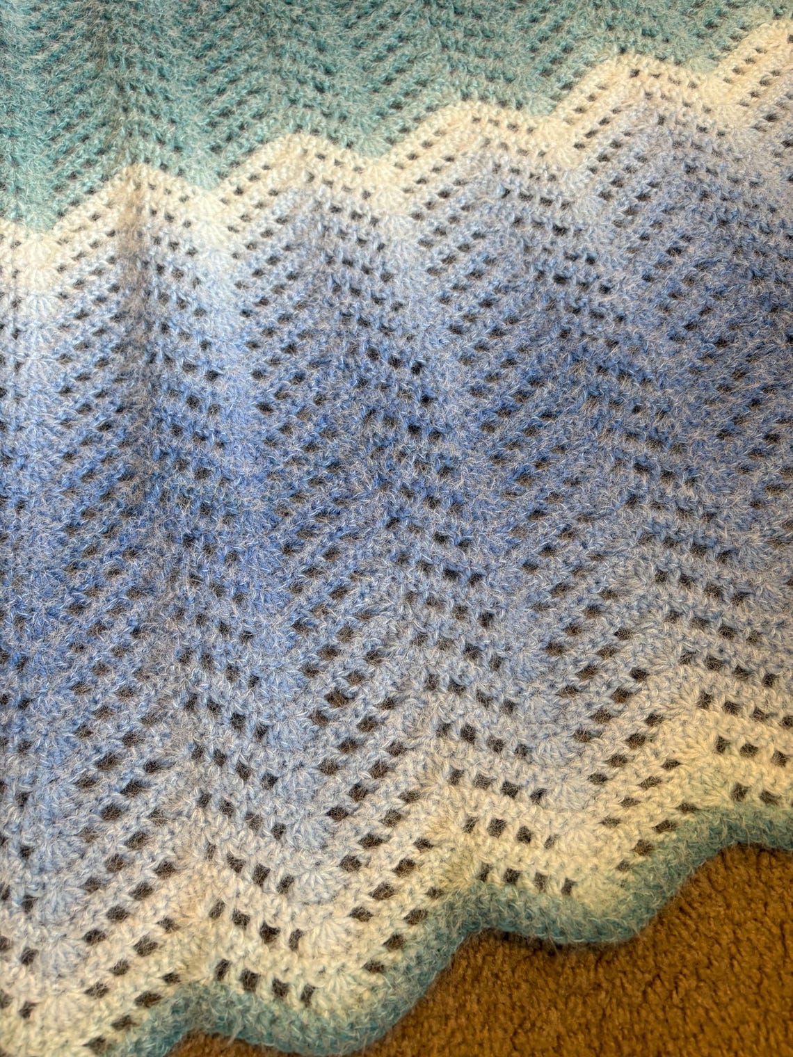 Multicolor Blue Chevron Crochet Baby Blanket - Etsy