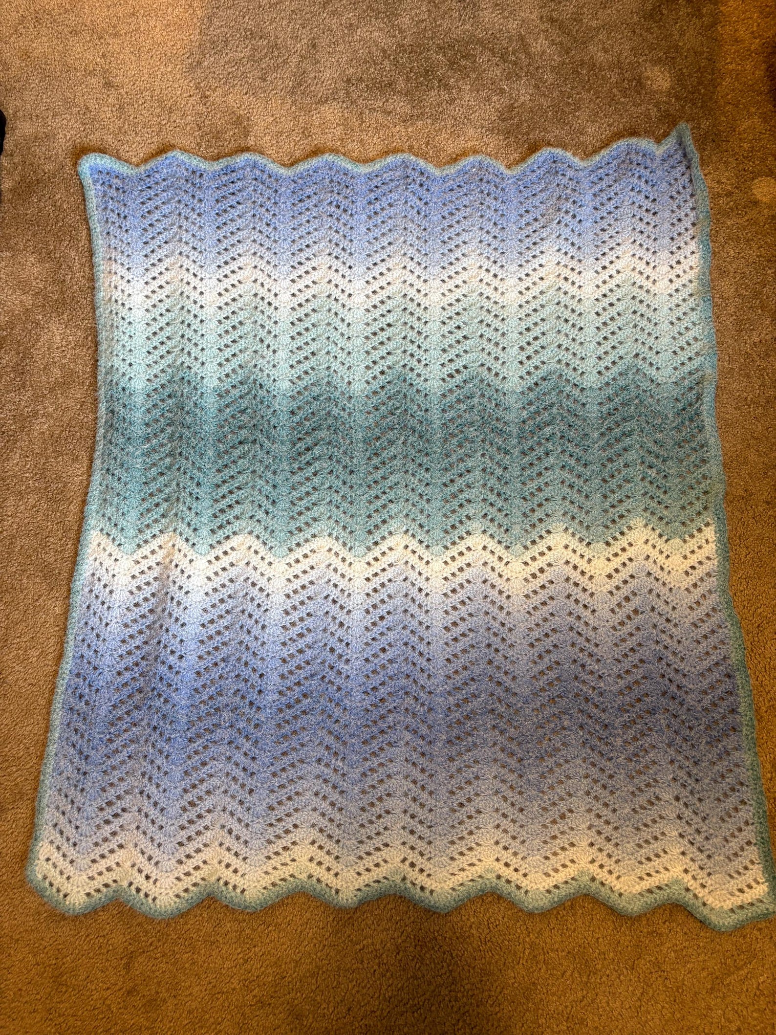 Multicolor Blue Chevron Crochet Baby Blanket - Etsy