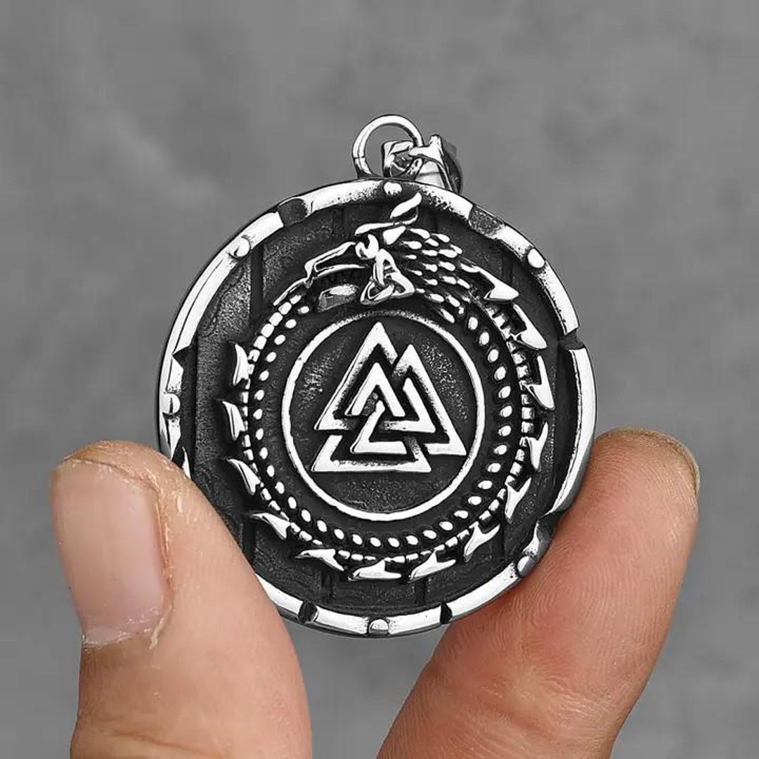 Viking Dragon Valknut Titanium Steel Pendant - Etsy