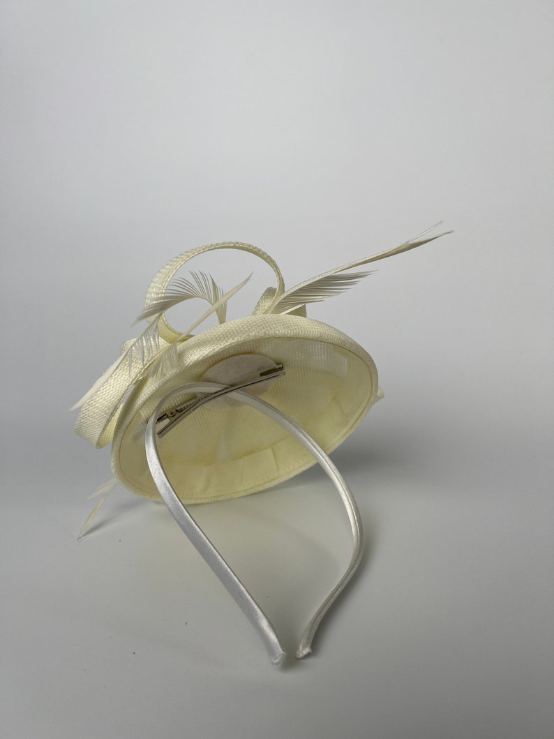 Ivory Fascinator Hat | Handmade Sinamay Feather Derby Hat - Etsy