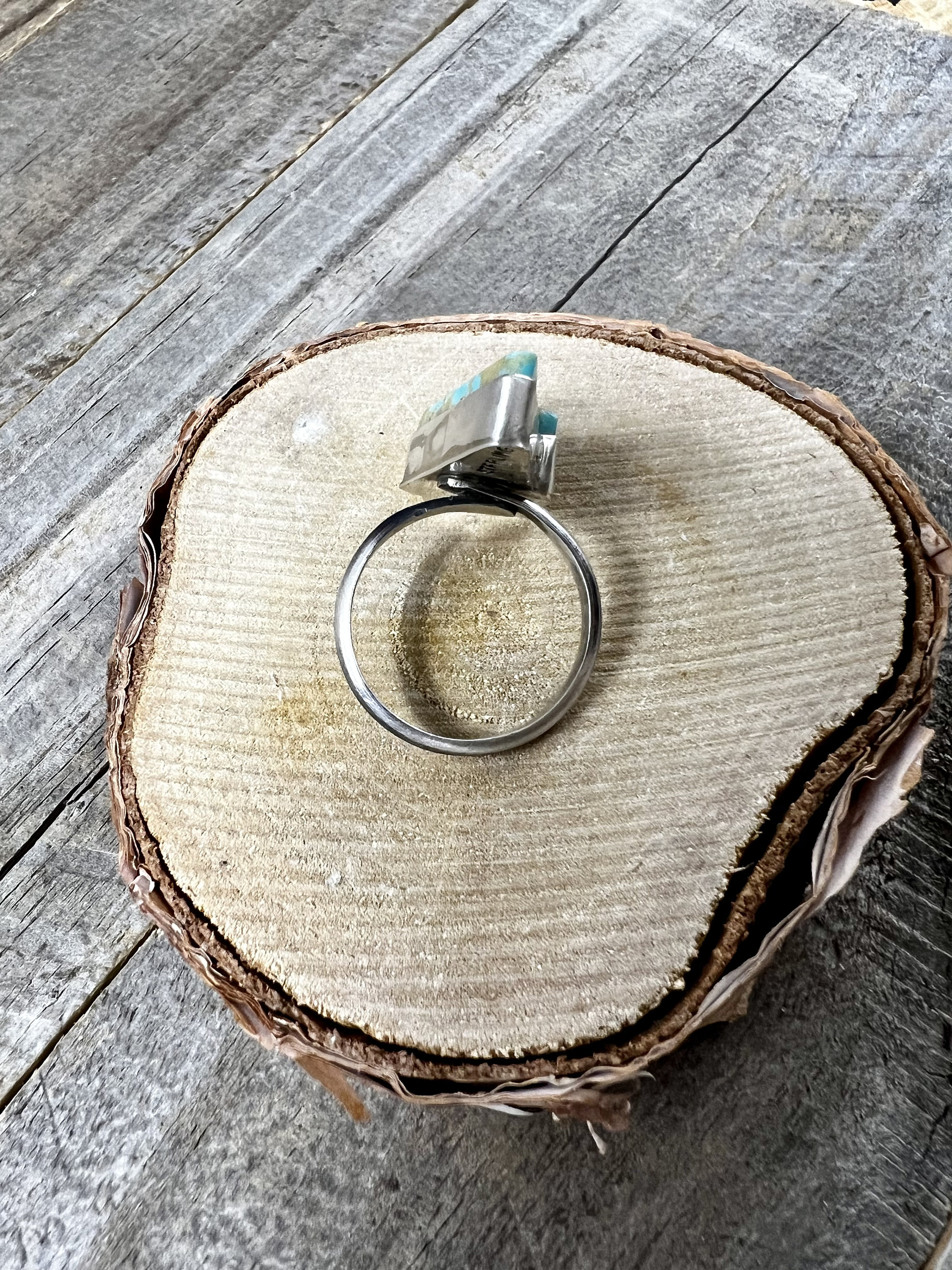 Navajo Made Kingman Turquoise Lightning Bolt Adjustable Ring Size 8 - Etsy