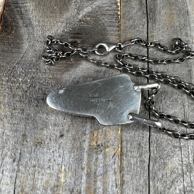 Navajo Made Kingman Turquoise Lightning Bolt Vintage Necklace Donovan ...