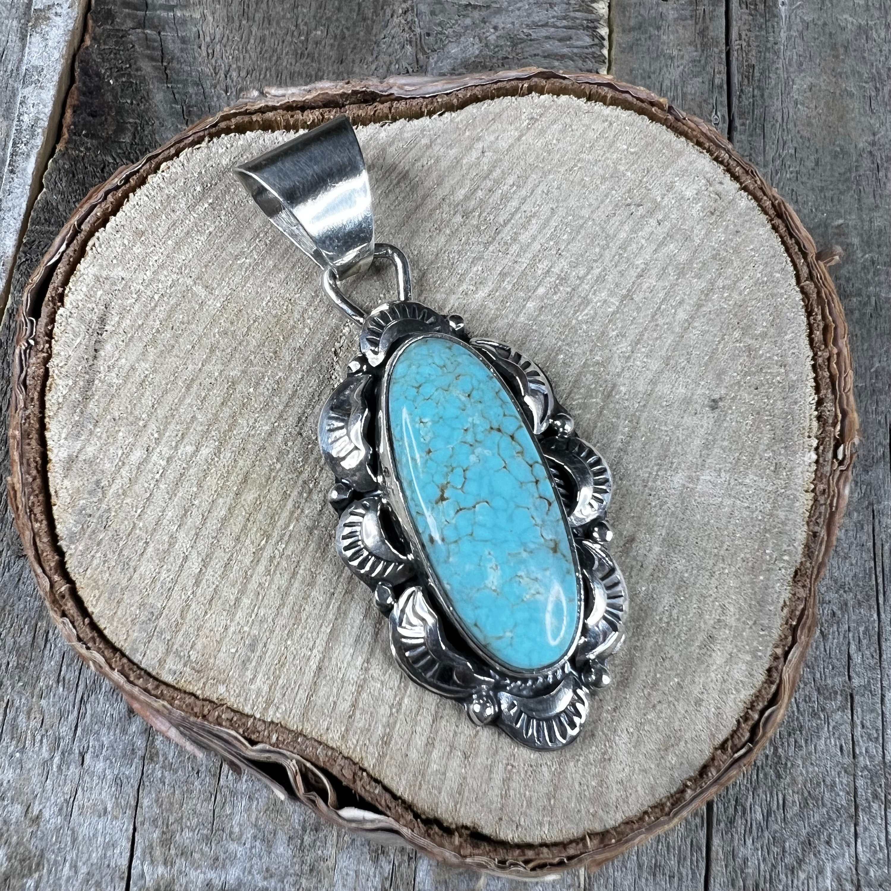 Navajo Made Nevada Turquoise Vintage Sterling Silver Pendant - Etsy