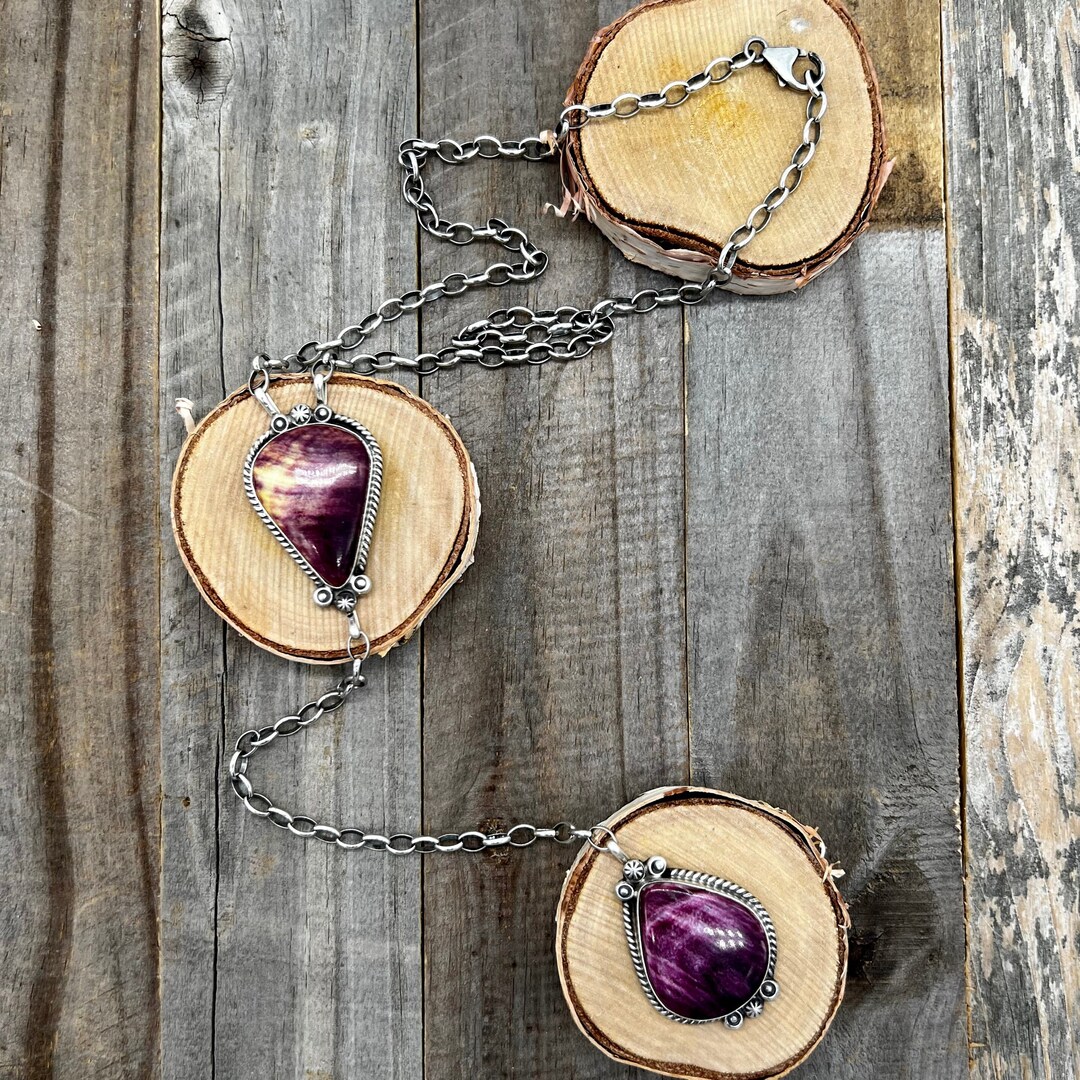 Navajo Made Purple Spiny Oyster Lariat Y Drop Necklace 20” Robert ...