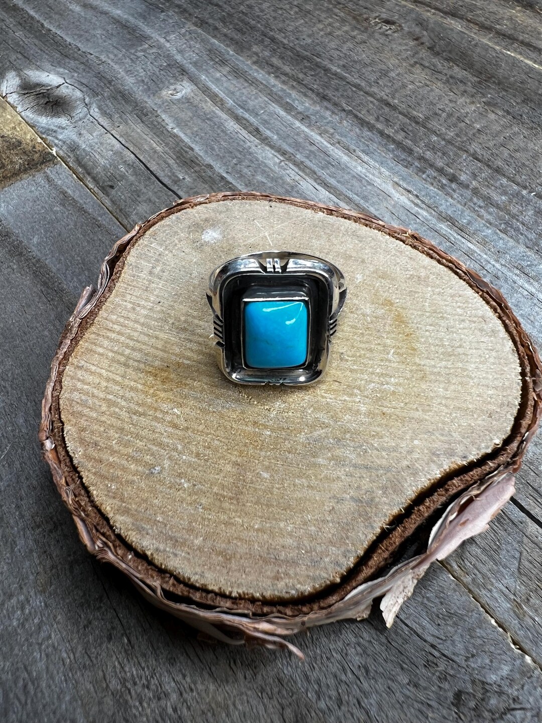 Navajo Made Turquoise Shadow Box Ring Sterling Silver Size 7.75 - Etsy
