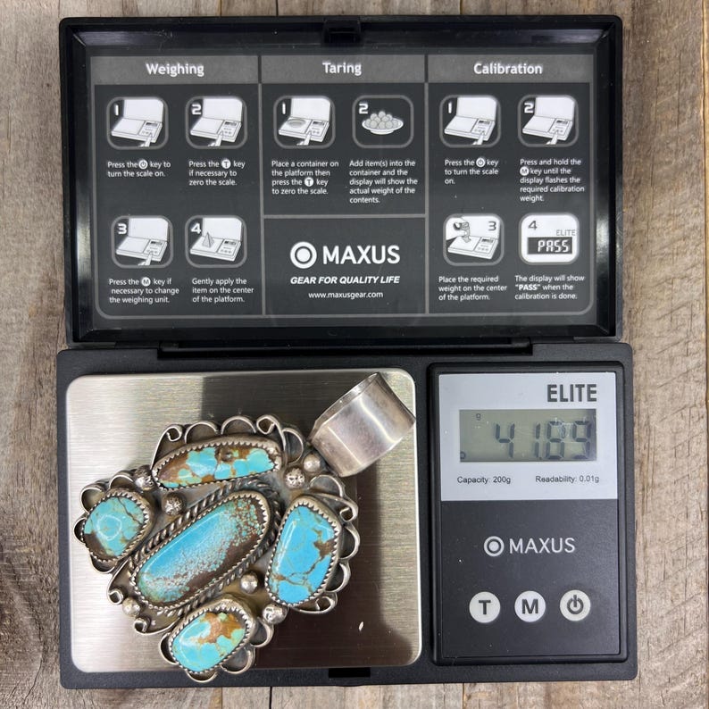 Vintage Navajo #8 Turquoise Sterling Silver Pendant, Jeff James - Etsy