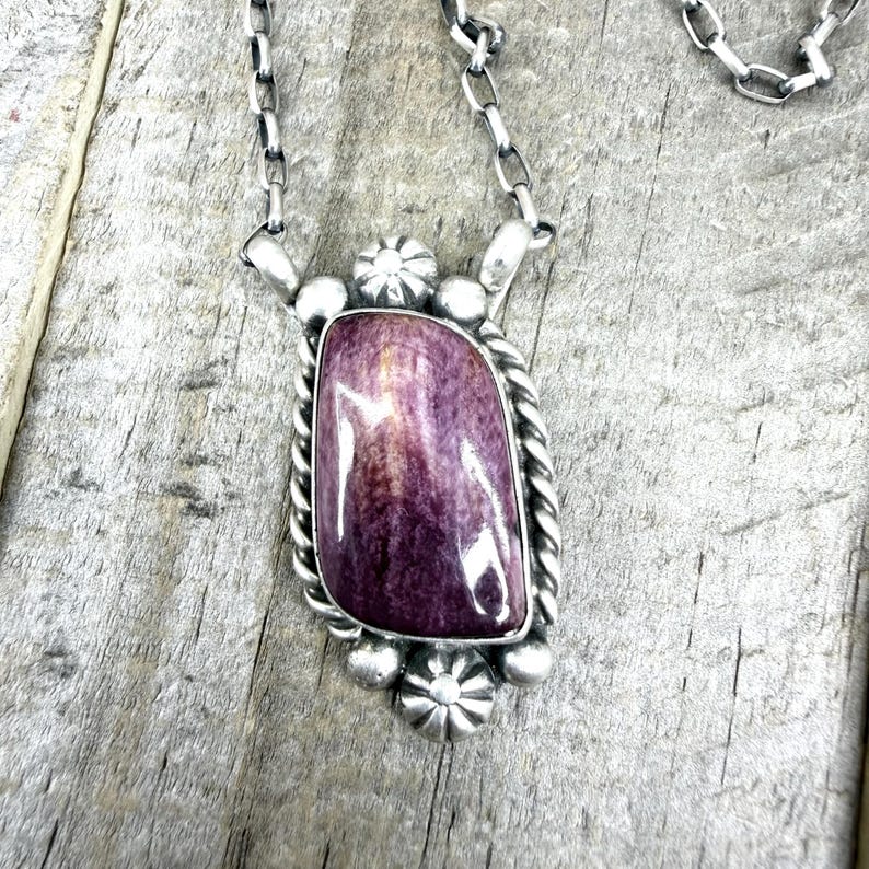 Purple Spiny Oyster Sterling Silver Pendant Necklace 17” Augustine ...