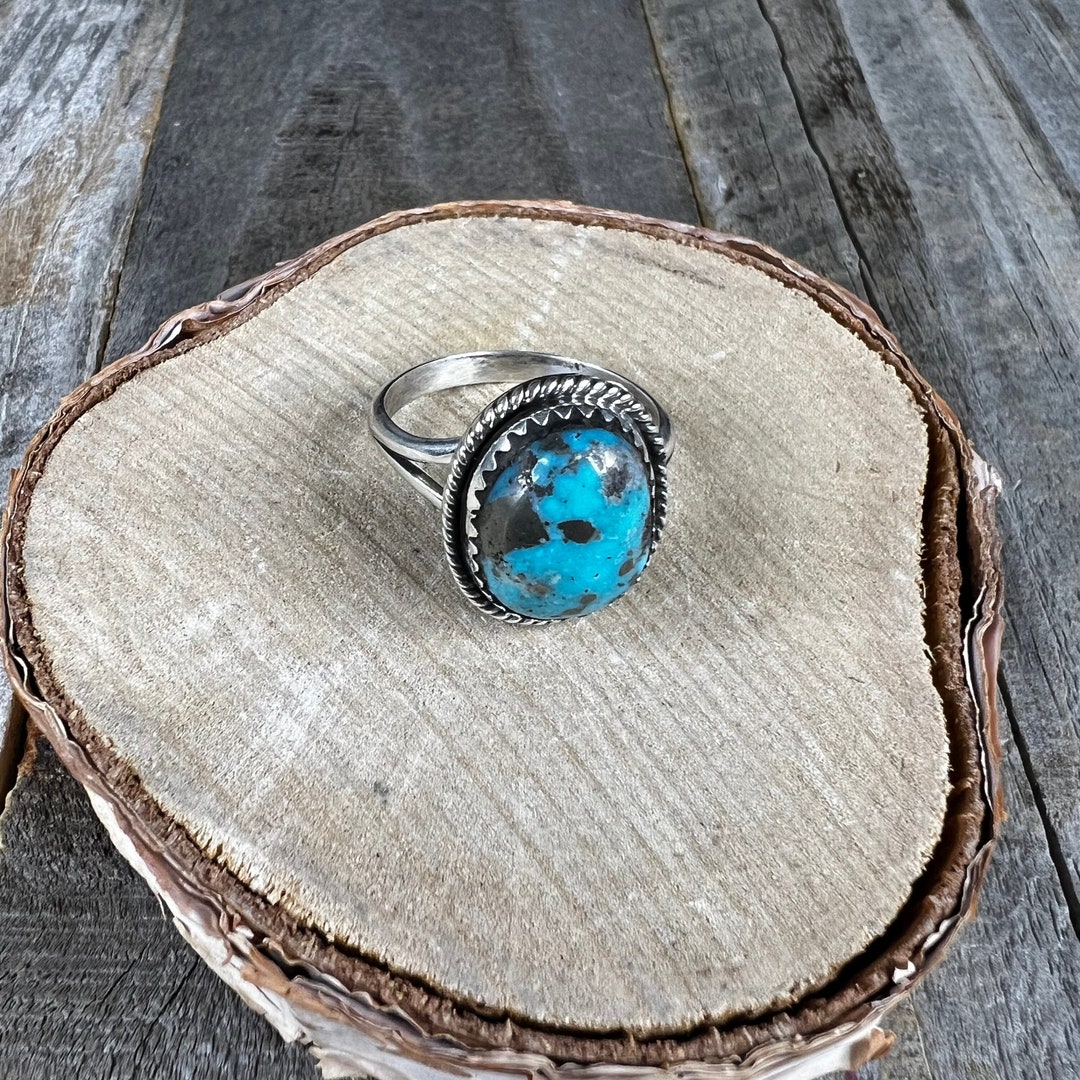 Navajo Made Vintage Turquoise Ring With Pyrite Size 7.50 - Etsy