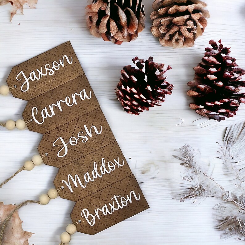 Personalized Laser-cut Stocking Tags | 3D Custom Name Tags for Holiday ...
