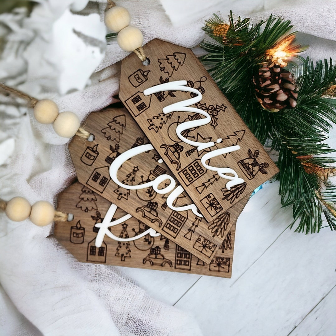 Personalized Laser-cut Stocking Tags | 3D Custom Name Tags for Holiday ...