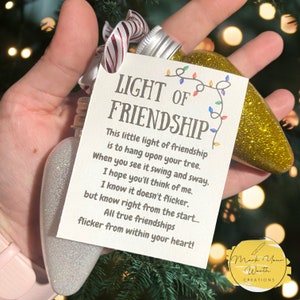Friendship Lightbulb Ornaments Set, Best Friend Christmas Gift, Lights ...